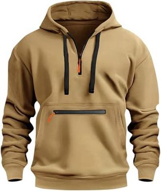 Generic Sweat &agrave; capuche zipp&eacute; pour homme, sweat &agrave; capuche tactique militaire pour homme, tendance, poche kangourou, tendance, cargo, combat en plein air, pull
