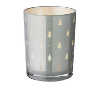 Edzard Windlicht Tani (Höhe 13 cm, ø 10 cm), Tannen-Motiv, grau