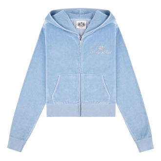 Juicy Couture Script Velour Zip Hoodie - - Sweatshirts & Hoodies - Damen - Blau - M