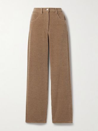 The Row Pantalon Large En Velours C&ocirc;tel&eacute; Clair - Marron