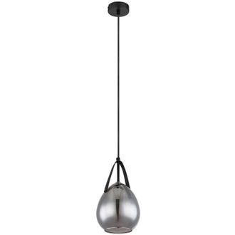 Globo Lighting Lampe &agrave; suspension, lampe de salle &agrave; manger, suspension moderne, abat-jour aspect verre fum&eacute;, m&eacute;tal, noir, mat, 1x douille E27, DxH 15x120 cm