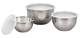 LE CREUSET 3-teiliges Rührschüsselset aus Edelstahl mit Deckel, 41901000010000