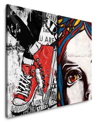 Paul Sinus Art Wandbild 2 teilig je 60x90cm Street Art Converse Chucks Graffiti Wand Jugendzimmer Cool