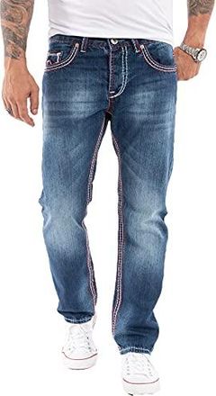Rock Creek Rock Creek RC-2056 Jean design pour homme avec coutures épaisses Bleu vintage, Bleu foncé - Rc-2272, 42W / 38L