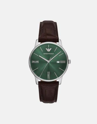 Emporio Armani Herrenuhr aus Edelstahl in Silberoptik mit drei Zeigern und Datumsanzeige