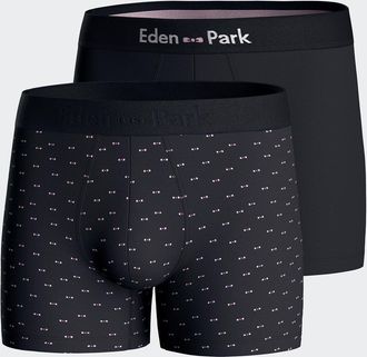 Eden Park Lot De Deux Boxers En Jersey De Coton Stretch Marine Et Micromotifs