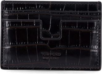 Tom Ford Homme, Accessoires, Brun, Taille: ONE Size Porte-cartes Croco Emboss&eacute;