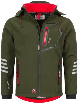 Arctic Seven Herren Softshell Jacke Übergangsjacke - Olive-Rot