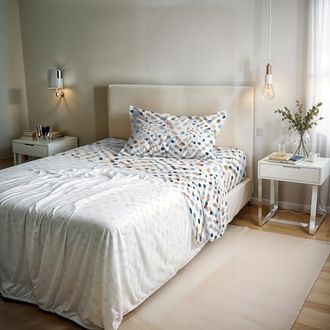Italian Bed Linen Bettw&auml;scheset River f&uuml;r Einzelbett aus Baumwolle und recycelten Fasern, Design: tarim, gefertigt in Italien, Twin