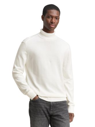 Tom Tailor Herren 1047970 Rollkragenpullover aus Baumwolle, 12906-Wool White, S