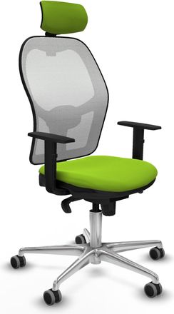 Piqueras y Crespo B&uuml;rostuhl mit 1D-Armen, h&ouml;henverstellbare Lendenwirbelst&uuml;tze und h&ouml;henverstellbares Kopfteil, Wei&szlig; / Pistazie