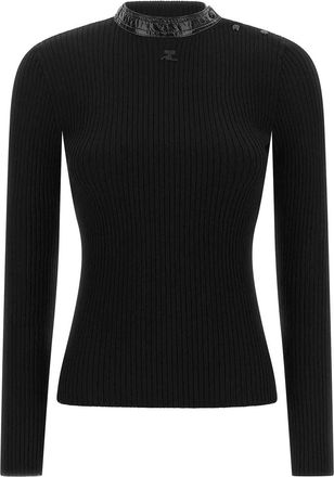 Courr&egrave;ges Rundhalspullover - Schwarz