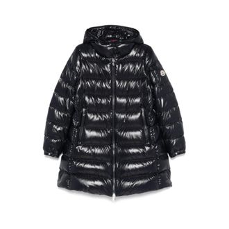 Moncler Marineblauer Kapuzenmantel mit Logo - - Coats - Damen - Blau - XL