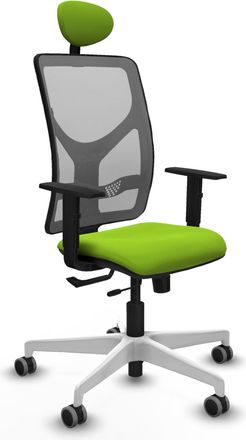 Piqueras y Crespo Stuhl aus PC mit 1D-Armlehnen, h&ouml;henverstellbarer Lendenwirbelst&uuml;tze und festem Kopfteil, ausgestattet mit Syncro/Traslack und Schneideschaum, Grau/Pi
