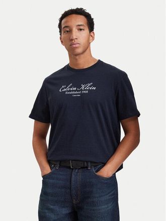 Calvin Klein Jeans T-Shirt Script LV04RH830G Dunkelblau Regular Fit
