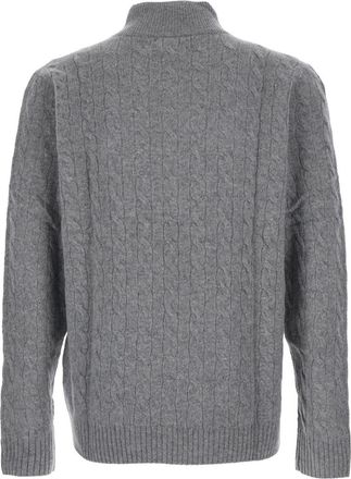 Polo Ralph Lauren Cable-Knit Wool-Cashmere Half-Zip Sweater - Gray