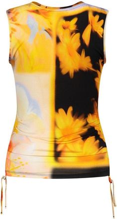 Desigual T-Shirt Bedrucktes Orangenes Damen-Tanktop mit