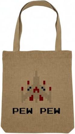 Fabulous Sac Shopping Tote Bag Aspect Lin - Pew Pew Vaisseau Spatial 8 bits Retro Gaming Jeux Video Arcade Retro - Sac de Courses Toile Epaisse 360g Beige Natu