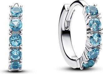Pandora Pandora Timeless 293849C01 Boucles doreilles Huggie bleu clair en argent sterling avec zircone
