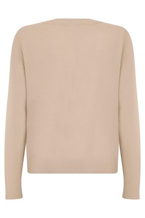 Max Mara V-Neck Wool Blend Sweater - Beige