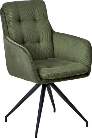 MID.YOU Mid.you Armlehnstuhl Cord, Gr&uuml;n, Metall, Textil, konisch, 60x94x64 cm, Esszimmer, St&uuml;hle, Esszimmerst&uuml;hle, Armlehnenst&uuml;hle