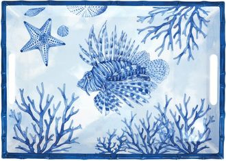 Les Jardins de la Comtesse Großes Tablett aus Melamin mit Griffen, Koralle, 50 x 36 x 5 cm, Piana-Kollektion