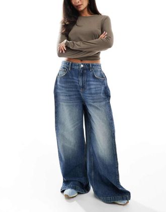 Cotton On Curvy - Gerade Jeans in Notion-Blau mit tiefem Bund
