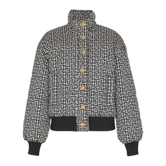 Balmain Monogram Jacquard Padded Jacket - - Jackets - Damen - Schwarzk - XS