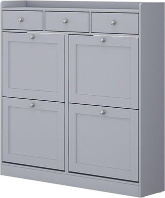 Vicco Schuhkipper Vitto, Grau, 100 x 99.5 cm mit 3 Schubladen & 4 Klappfächern, Vicco