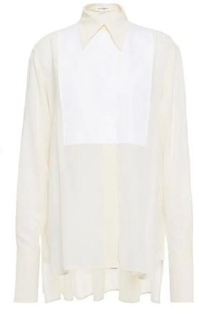 Victoria Beckham Ottoman-Paneled Silk Crepe De Chine Shirt Size M