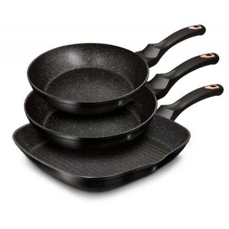 Berlinger Haus 3er-Set Granitpfannen Berlingerhaus Black Rose BH-6156