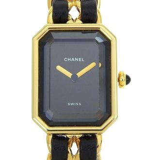Chanel Montre Premi&egrave;re plaqu&eacute;e or doccasion - Femme - Pre-owned - Noir - Taille: ONE Size