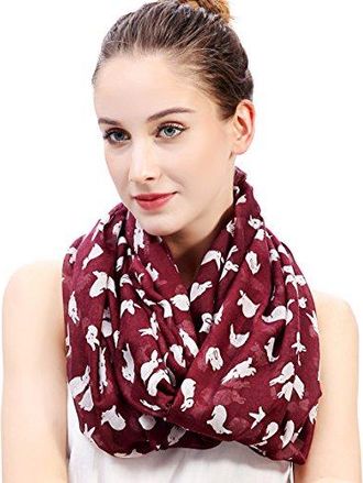 Lina & Lily &eacute;charpe tube imprim&eacute; lapins (Bordeaux/Blanc)