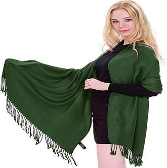 CJ Apparel Châle népalais uni pour écharpe, écharpe, couvre-tête, pashmina, Vert émeraude V1041, taille unique