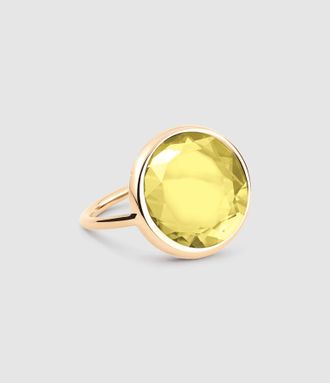 Ginette NY Bague Baby Disc Quartz Citron Or Rose