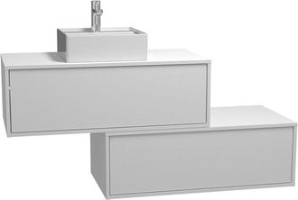 Vente-Unique Vente-unique - Meuble de salle de bain suspendu blanc avec simple vasque carrée et deux tiroirs - 94 cm - teana ii