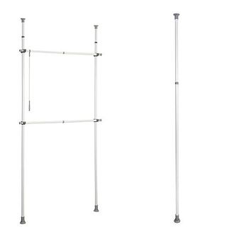 WENKO Syst&egrave;me de penderie t&eacute;lescopique Hercules Basic - Syst&egrave;me dordre r&eacute;glable, syst&egrave;me de porte-v&ecirc;tements, Acier, 75-120 x 165-300 x 11 cm, Blanc & Barre 