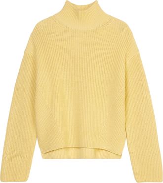 Marc O'Polo Damen Strickpullover aus Bio-Baumwolle mit Turtleneck, Gelb (Creamy Yellow), L