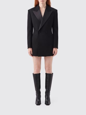 Saint Laurent Blazer de smoking crois&eacute; en laine avec revers en pointe