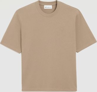 Ami T-Shirt Small Embossed Ami De Coeur Beige Taupe