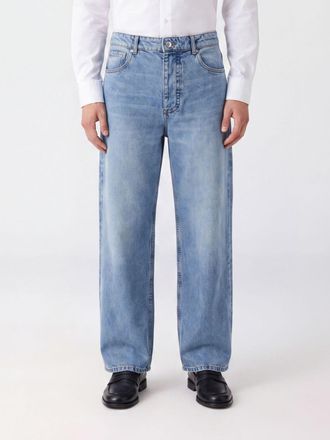 Ami Jean baggy en denim de coton &agrave; taille mi-haute et jambe large