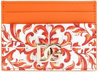 Dolce & Gabbana Femme, Accessoires, Orange, Taille: ONE Size Porte-cartes en cuir imprim&eacute; Majolica