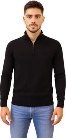 Billtornade Pull col Camionneur zipp&eacute; Homme Milano - L Noir