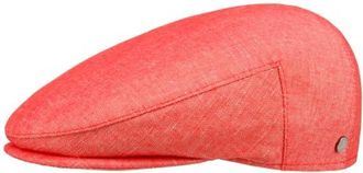 Lierys Casquette Plate en Lin Inglese Homme - Made in Italy Gavroche avec visière, Doublure Printemps-été - 57 cm Rouge