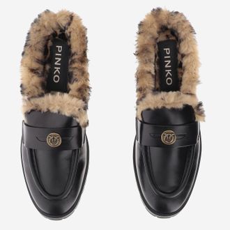 Pinko Womens Leather Mules Nora 09 Black