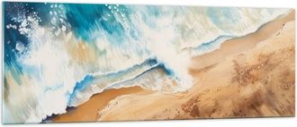 Arttor Panorama Bilder auf Glas K&uuml;ste Strand Ozean Glasbild 140x50cm Wandbilder Dekoration Wohnzimmer Schlafzimmer K&uuml;che Gro&szlig; XXL Wanddeko Bild im Glas Wand 