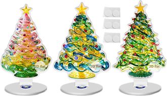 Generico Weihnachtsbaumfigur, Acryl-Statue, Weihnachtsbaum, 3 St&uuml;ck, 2D-Schreibtisch-Skulptur, Festival-Skulptur f&uuml;r Party, Tisch, Mittelst&uuml;cke, Dekoration