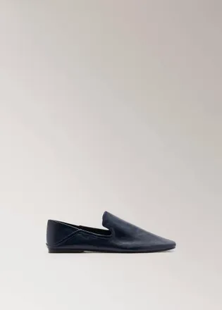 Mango Mocassins cuir bleu marine - Femme - 36 - MANGO