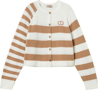 Twin-Set Gestreifter Cardigan - Nude