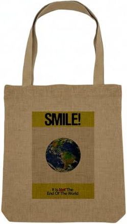 Fabulous Sac Shopping Tote Bag Aspect Lin - Smile! is the end of the World Collage Vintage Illustration Art Humour Parodie - Sac de Courses Toile Epaisse 360g 